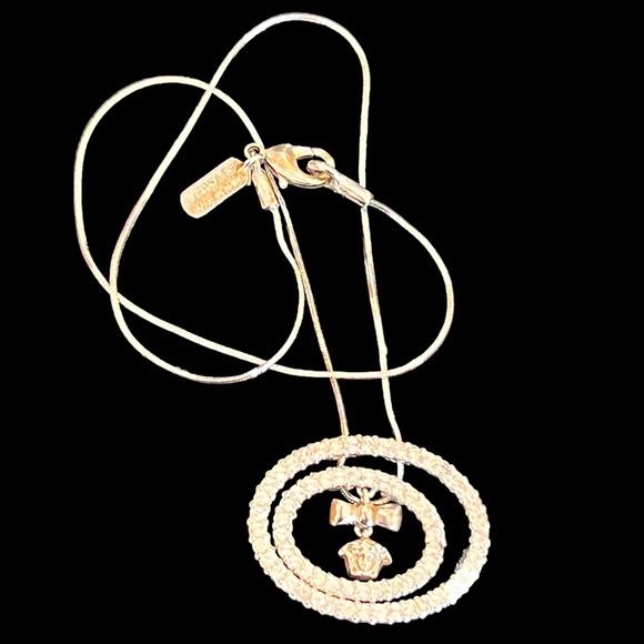 Versace | Jewelry | Versace Double Rhinestones And Medusa Necklace ...